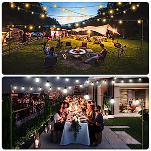 2022 Upgraded String Light Poles for Outdoor (2x10 FT) Heavy Duty Outside Light Poles Sturdy Steel Pole Stand Hooks to Hang Lights for Garden Backyard Patio Wedding Party Deck Birthday Decorations