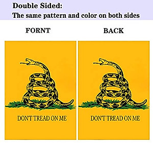 Jayus 2 Ply Embroidered Gadsden Snake Garden Yard Flag 12.5x18- Double Sided Nylon Dont Tread On Me Garden Flags Banners- Libertarian Garden Flag with Vivid Powerful Snake