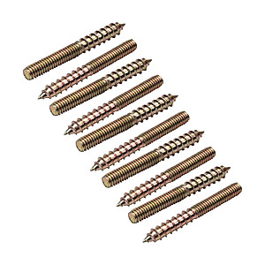 Yinpecly 10Pcs Carbon Steel Double Headed Hanger Bolts 2 inch Length Self-Tapping Screw for Furniture Installation M6×50 Bronze