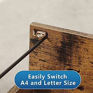 Kavonty File Cabinet, Mobile Office Cabinet with 2 Small Fabric Drawers and 1 Large Drawer,for A4, Letter Size, Hanging File Folders, Rustic Brown and Black