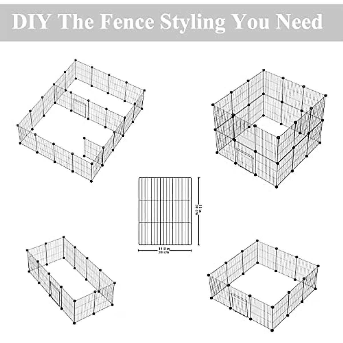 LURIVA DIY Small Animal Pet Playpen, Guinea Pig Cages, Rabbit Playpen, Dog/ Puppy Playpen, Indoor Portable Metal Wire Yard Fence, 15 X 12 Inch, 12 Panels, Black