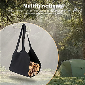 EKDJKK Large Canvas Log Carrier Bag, 100 x 50cm Waterproof Fireplace Firewood Storage Bag Indoor Outdoor Log Holder Waxed Wood Carrier with Padding Straps (Green)