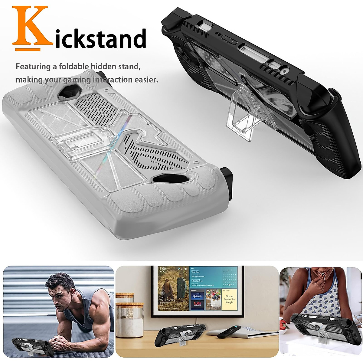 Miimall Compatible for ROG Ally Case, Shock-Absorption Anti-Slip&Scratch Slim Cover with Kickstand Military Grade Protector Case for Asus ROG Ally Handheld Game 2023 Accessories-White