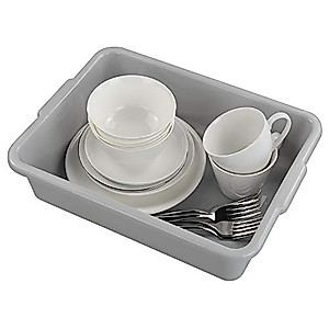 Wekioger Small Commercial Bus Tubs, Grey Bus Box/Wash Basin, 14.85" x 10.8" x 4.1"(4 Packs)