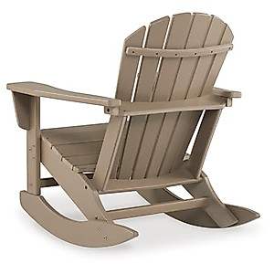 Signature Design by Ashley Sundown Treasure Cottage Weather Resistant Outdoor Rocking Chair with 1 Cup Holder, Light Brown
