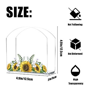 Acrylic Napkin Holder, Clear Napkin Holders for Tables Kitchen Restaurant Home Decor, Bar Accessories，Sunflower