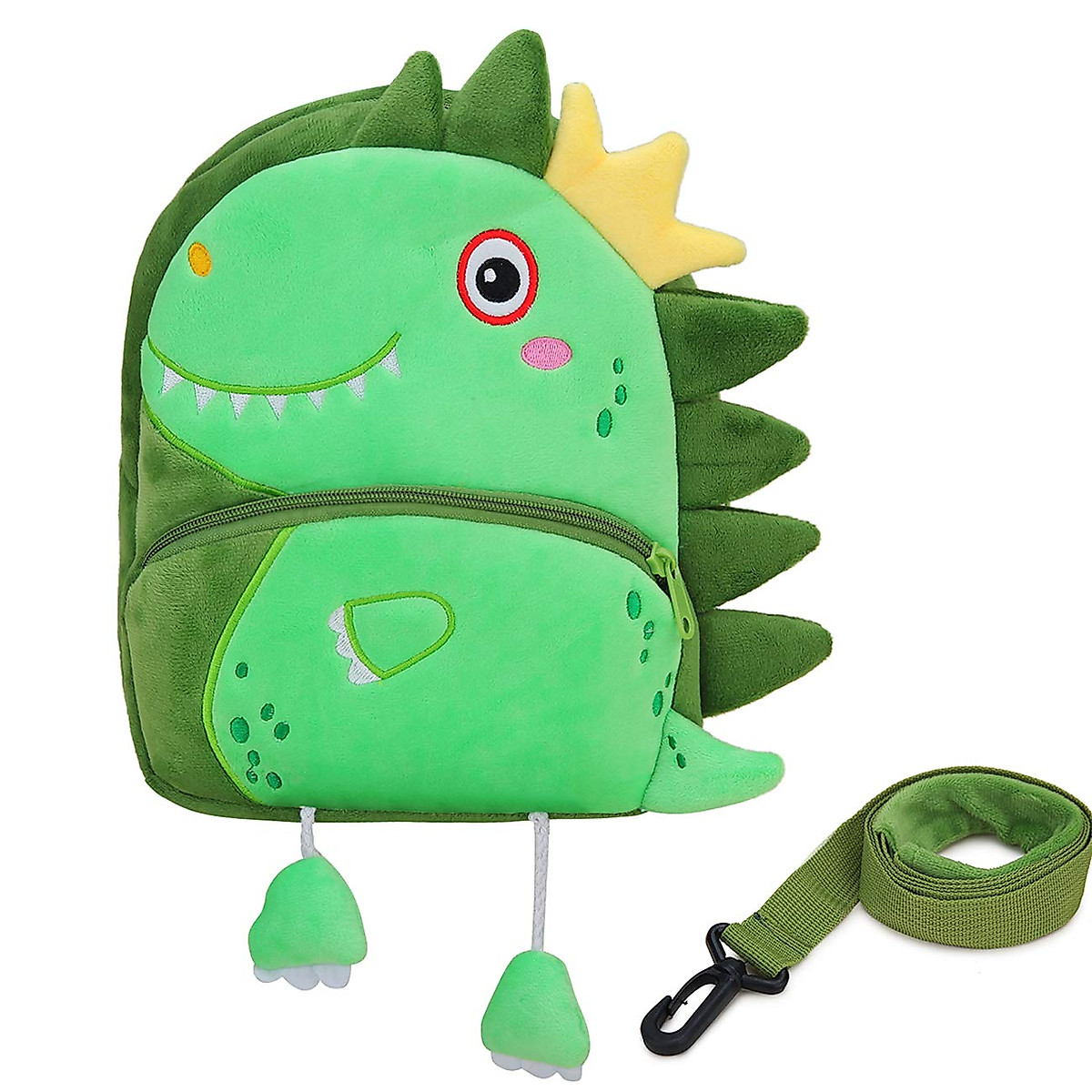 Toddler Backpack,Cute Plush Small Preschool Backpack with Leash Gift for Little Boys Girls Kids with Chest Strap Pink Dinosaur