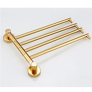 Swing Out Towel Bar, Gold Folding Arm Swivel Hanger Bathroom Storage Organizer Rustproof Wall Mount Polished Surface, Hand Towel Holder for Shower Room, Kitchen gold-2bars
