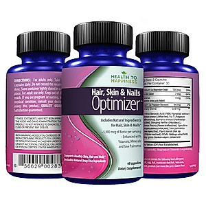 Hair Growth Formula – to Make Your Hair Grow & Skin Glow | Hair, Skin & Nails Optimizer with 5000 Mcg of Biotin, Hydrolized Collagen & More – for Men & Women, 60 caps for 30 Days Use