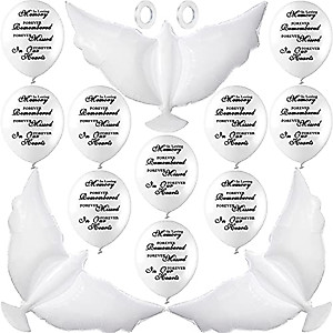 Jishi Dove Memorial Balloons to Release in Sky, Biodegradable Funeral Balloons Memorial Decorations for Celebration of Life Party Happy Birthday in Heaven, 30 Memorial Balloons & 3 White Dove Balloons