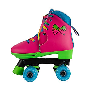 Circle Society Adjustable Roller Skates for Girls, JoJo Siwa Rainbow Design – Classic Kids' Skates, Sizes 12-3, Ideal for Indoor & Outdoor Skating Fun