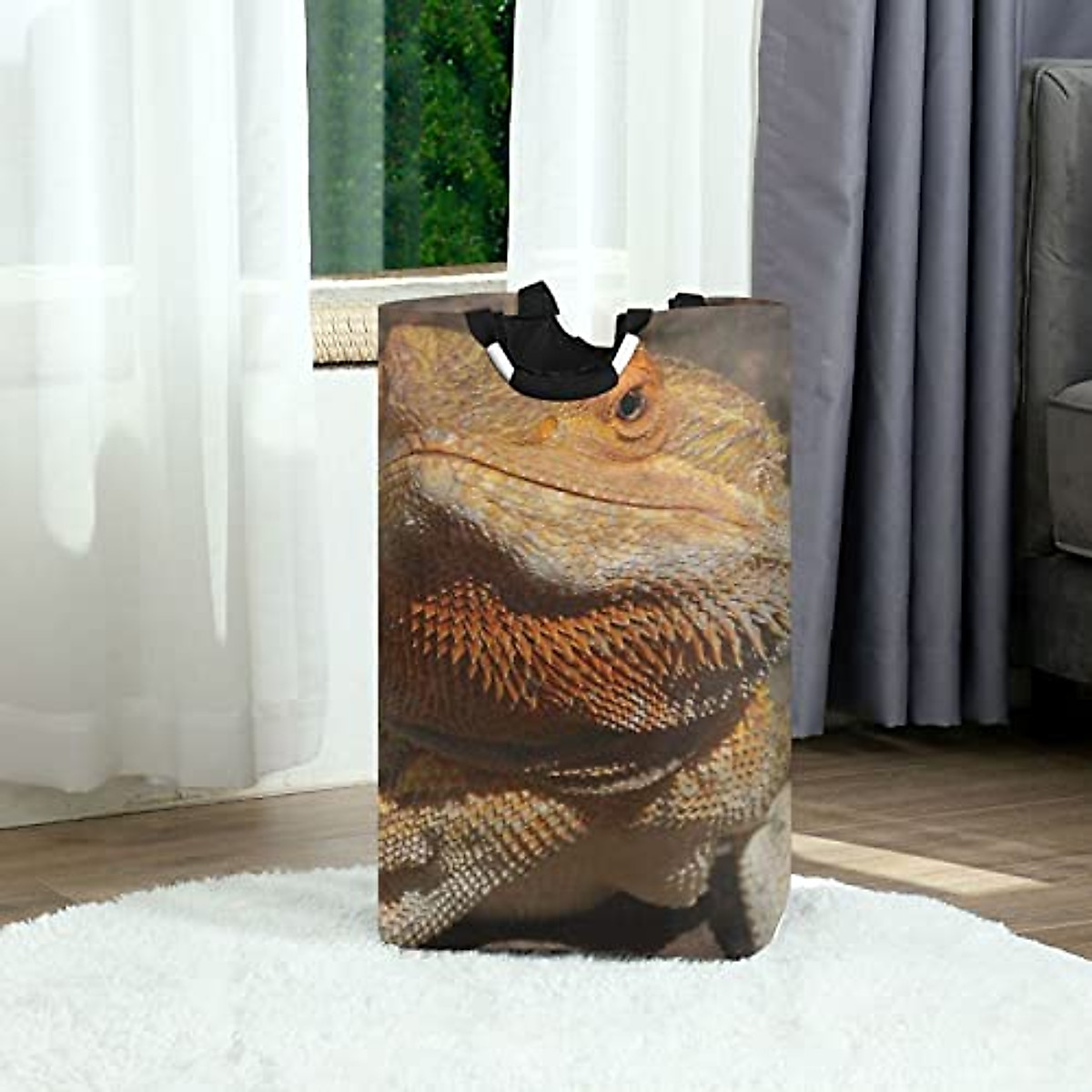 Laundry Basket Bearded Dragon Large Collapsible Laundry Hamper With Handle Self Standing Portable Fabric Folding Dirty Washing Bin Storage Tote Bag
