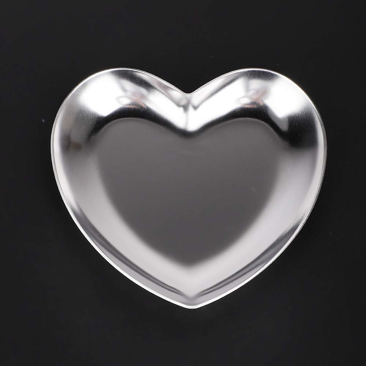 Raguso Stainless Steel Heart-Shaped Jewelry Display Tray, Silver, 3-Inch
