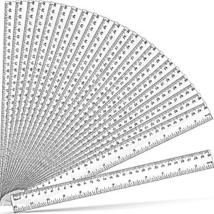 100 Pcs 12 Inch Clear Rulers Plastic Ruler Straight Ruler with Inches and Metric Transparent Ruler Bulk Measuring for Student Kids Classroom School Office Home