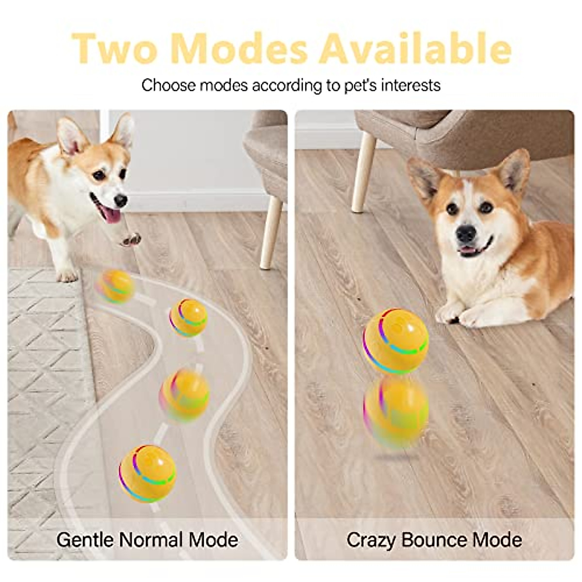 【2023 Newest】Interactive Dog Toy Ball with Remote Control and LED Flash Light, Rechargeable Wicked Ball Made of Durable Safe TPU, Motion Activated Rolling Ball Toys for Dogs/Cats with 2 Work Modes
