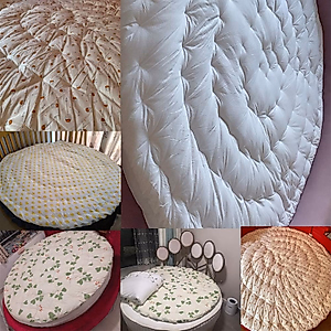 SORECI Soft and Fluffy Round Mattress Topper - Quilted Comfort Pad with 100% Thick Cotton Fill for Healthy Kids Sleeping - Removable and Reversible,3.5kg-Diameter200cm(79inch)