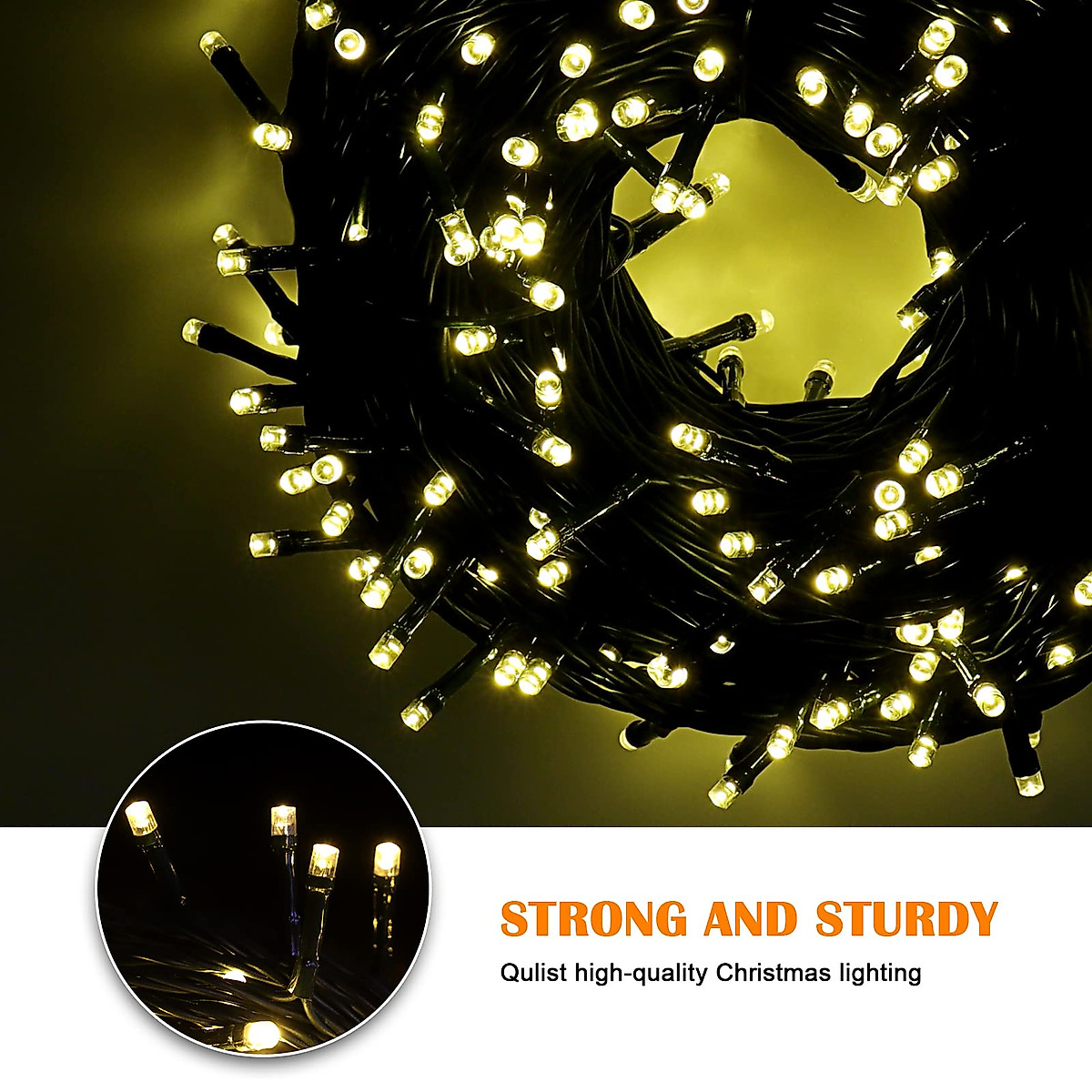 Qulist Christmas String Lights,105FT Connectable Fairy Twinkle Light 300 LED Indoor Lights with Remote[8 Modes & Waterproof],for Home Decoration, Patio Garden Wedding Party Warm White