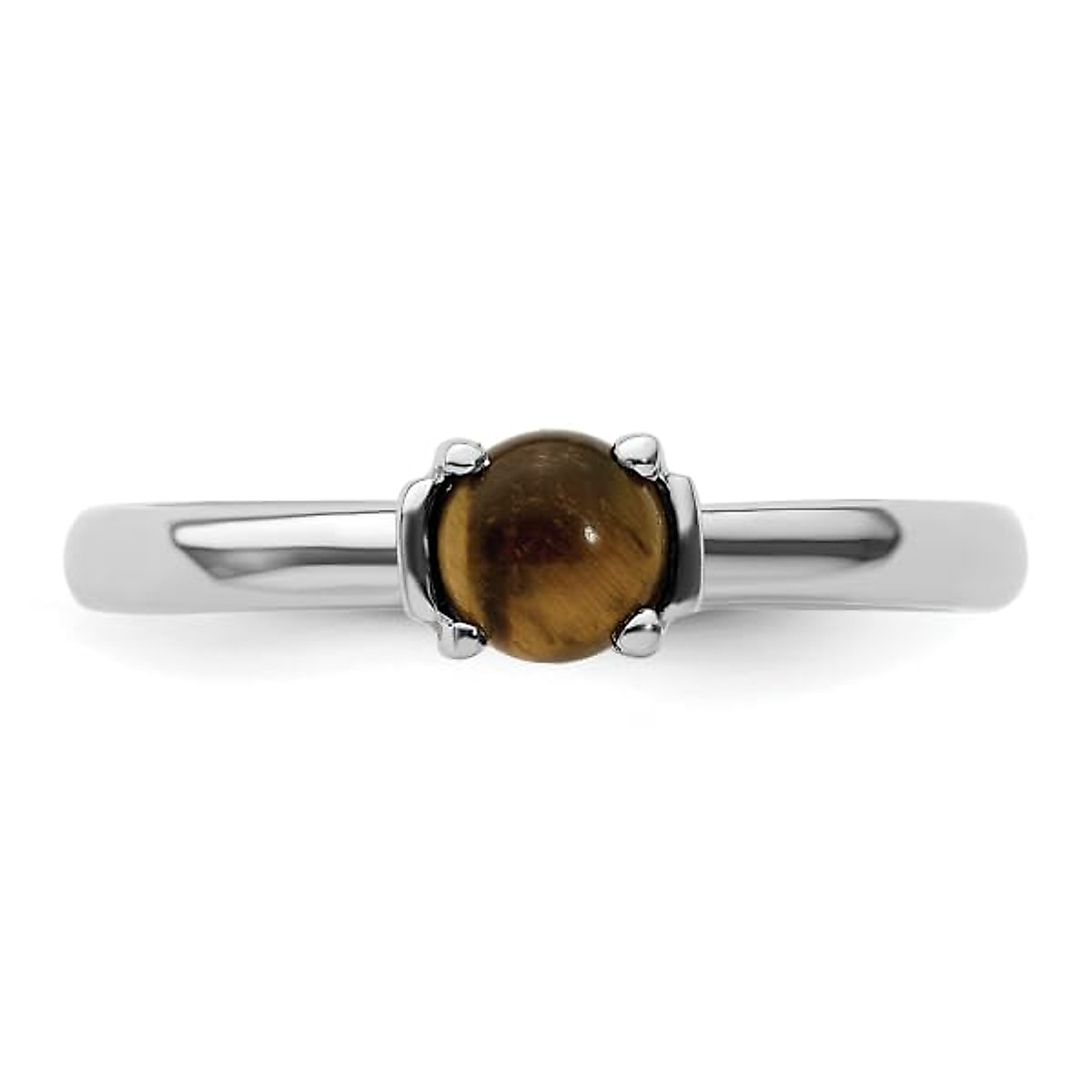 IceCarats 925 Sterling Silver Tigers Eye Stackable Ring Gemstone Band Size 6