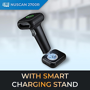 Adesso Nuscan 2700R Wireless Barcode Scanner with Charging Cradle - High-Speed 2D Scanning Engine, 120 FPS, 2.4GHz RF Wireless Technology