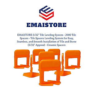 Emaistore Tile Leveling System (5/32 Inch) – 2000 Tile Spacers – Compatible with Most Wedges for Smooth, Seamless Floor & Wall Tile Installation – 4mm Ceramic & Stone Spacers
