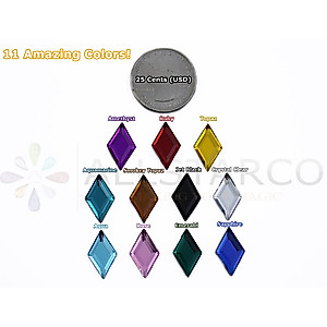 11x18mm Flat Back Diamond Acrylic Rhinestones Plastic Gems for Jewelry Making Costume Jewels Cosplay Embelishments - 35 Pieces (Red Ruby H103)