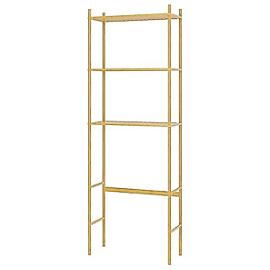 QSN SILK LU 3 Tier Over The Toilet Organizer Rack Bamboo, Freestanding Bathroom Toilet Storage Shelf, Space Saving and Easy to Install, Adjustable Feet, Adjustable Bottom Rod
