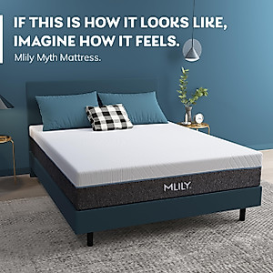 MLILY Myth Queen Memory Foam Hybrid Mattress 12.5 Inch, Gel Cooling Mattress Bed in a Box Made in USA,CertiPUR-US Certified Mattress for Back Pain Relief 60"x80"x12.5"