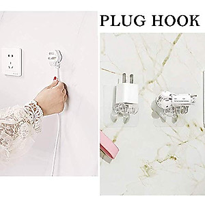 Double Side Adhesive Hooks 24 Pack Wall Hooks Heavy Duty 13.2 lbs Max, Self Adhesive Hooks Waterproof Sticky Hooks for Bathroom, Kitchen, Picture Hanging Hook