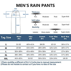 Little Donkey Andy Men's Waterproof Lightweight Rain Pants Breathable Windproof Hiking Golf Fishing Pants Pewter L