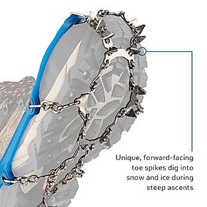 Yaktrax Ascent Heavy Duty Traction Cleats with 16 Stainless-Steel Spikes, Blue, X-Large (1 Pair)