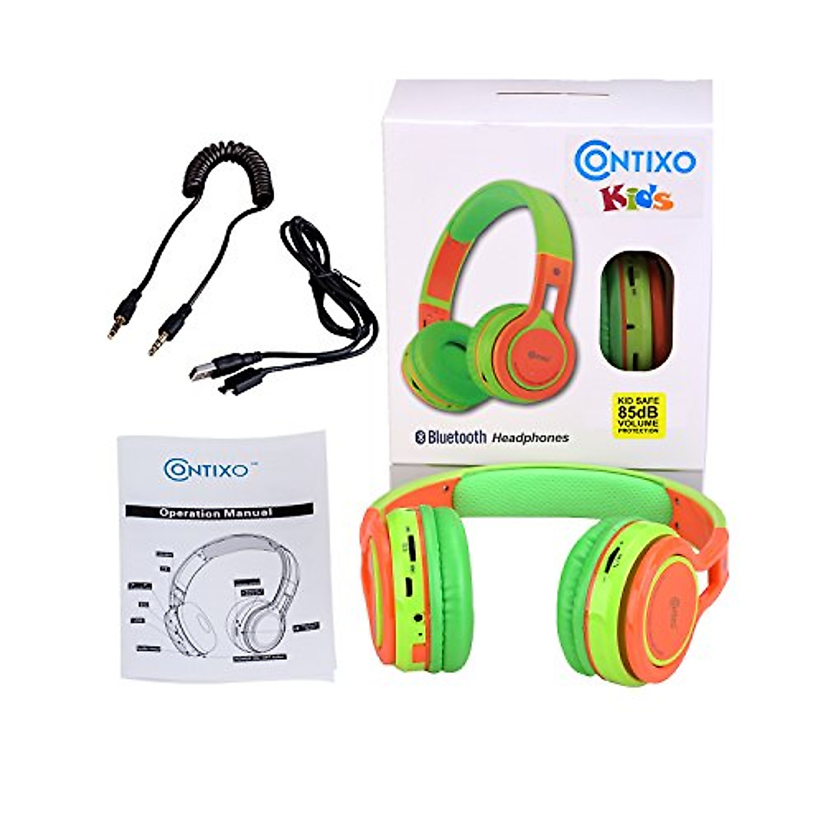 Contixo KB-2600 Kid Foldable Wireless Bluetooth Headphone Green