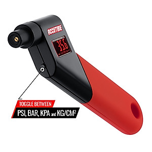 Accutire MS-4021R Digital Tire Pressure Gauge with 4 Valve Caps, 5-150psi (psi, bar, kPa, kg/cm2)