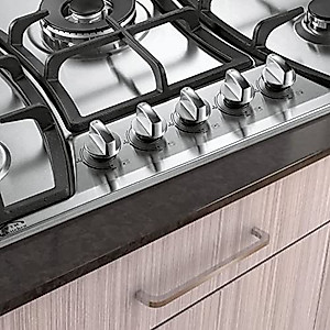 Gas Cooktop 30 Inch 5 Burners Gas Stove Gas Hob Stovetop Stainless Steel Cooktop Cast Iron Grates, Silver (30x 19.7x 4.5 inches)