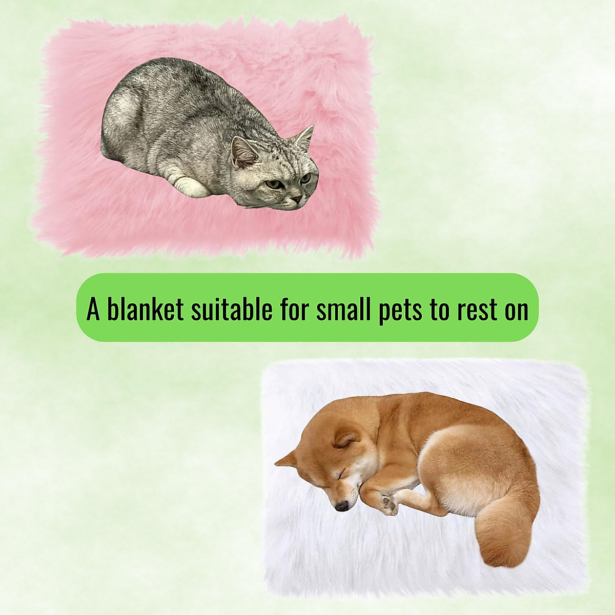 NINGDAN 14x10 inches 1pcs Rectangle Faux Fur Plush Cushion, Area Rugs Fluffy Carpet Mini Small Size Fit,for Tabletop Photography,Home Decor,Product Display,Locker Accessories for Girls (White)