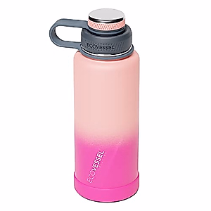 EcoVessel Stainless Steel Water Bottle with Insulated Dual Lid, Insulated Water Bottle with Strainer and Silicone Bottle Bumper, Coffee Mug – 32oz (Dawn Patrol)
