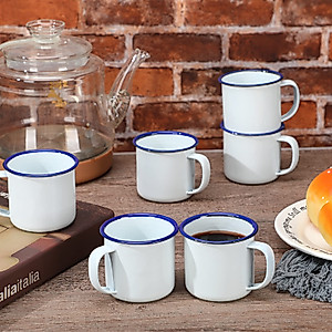 Yinder Mini Enamel Camping Coffee Mugs Metal Small Classic Portable White Campfire Mugs Bulk Vintage Cups with Handle for Coffee Tea Picnic Travel Indoor Outdoor Activities(4 oz, 12 Pcs)