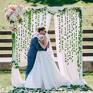 HOMOGA 12 Strands Artificial Ivy Leaf Plants Vine Hanging Garland Fake Foliage Flowers Home Kitchen Garden Office Wedding Wall Decor 84 Feet, Green