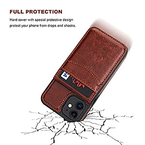KIHUWEY Compatible with iPhone 12 Mini Case Wallet with Credit Card Holder, Premium Leather Magnetic Clasp Kickstand Heavy Duty Protective Cover for iPhone 12 Mini 5.4 Inch(Brown)