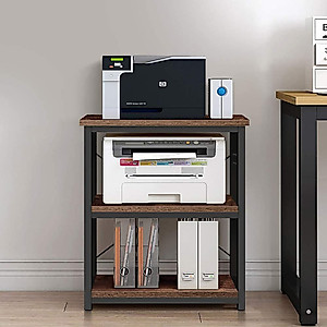 AZL1 Life Concept Kitchen Microwave Cart 3-Tier Kitchen Utility Cart and Rolling Bakers Rack with 5 Hooks for Living and kitchen room,23.72 inches, Rustic Brown