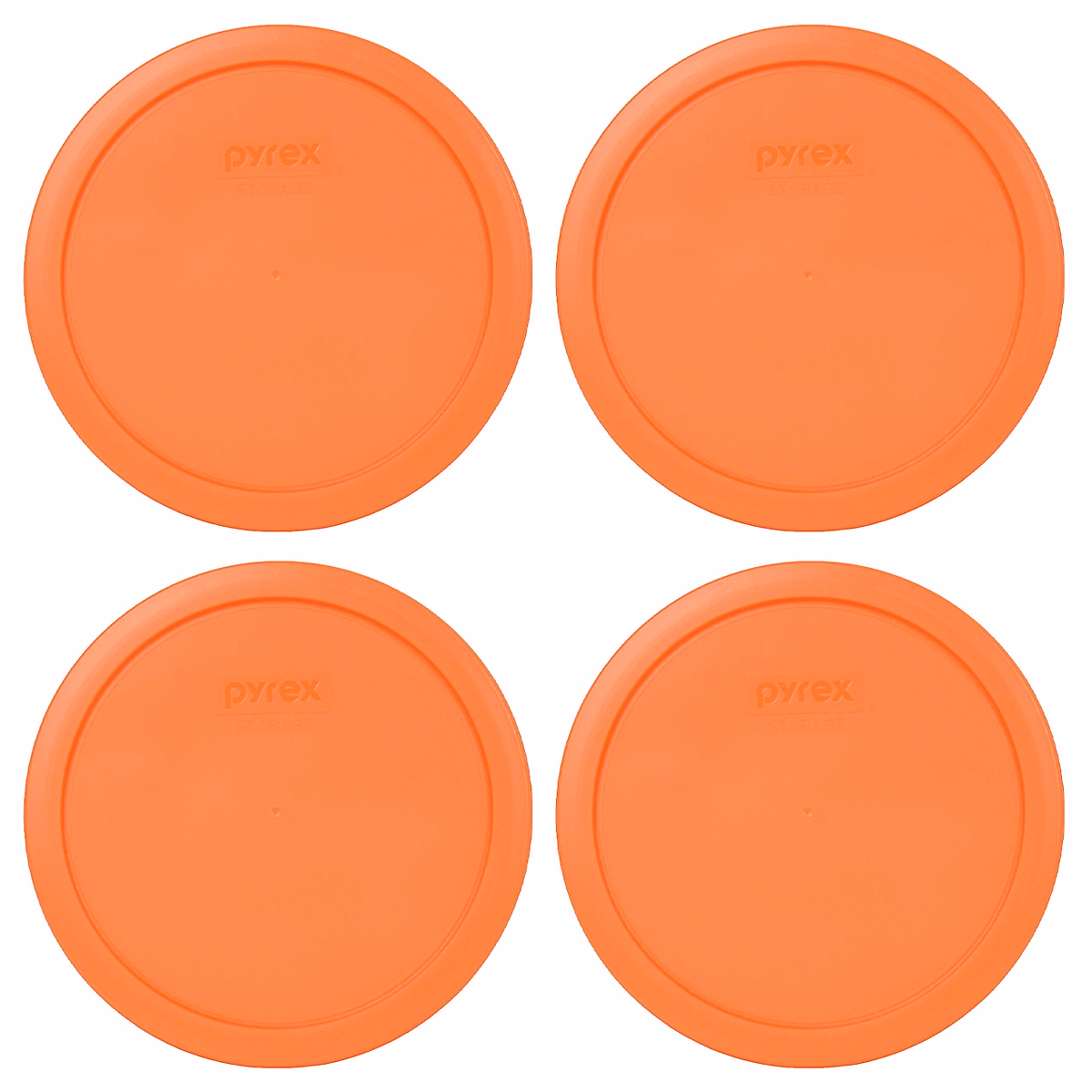 Pyrex 7402-PC 6/7 Cup Orange Round Plastic Food Storage Lid - 4 Pack Made in the USA