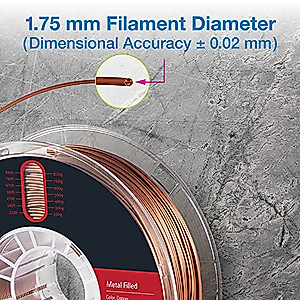 BUMAT Elite Metal Filled 3D Printer Filament, 1.75mm (Copper), 1kg Spool (2.2lbs), Guaranteed Fresh, Dimensional Accuracy +/- 0.02mm, Tangle-Free, Fits Most FDM Printers [Risk-Free]