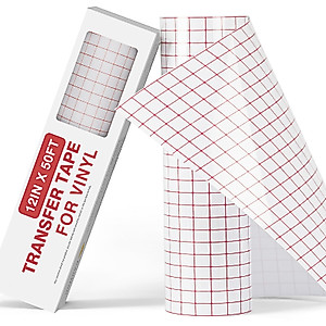 YRYM HT Clear Vinyl Transfer Paper Tape Roll-12 x 50 FT w/Alignment Grid Application Tape for Silhouette Cameo, Cricut Adhesive Vinyl for Decals,Signs, Windows, Stickers