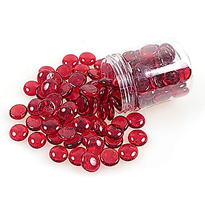 High Luster Reflective Round Fire Glass Gravel,Glass Marbles Pebbles Stones,Glass Beads,Vase Fillers for Aquarium Succulent Garden Decoration,17-19mm(2/3''-3/4''),335g/0.78lbs (Red)