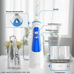 Rechargable Water Dental Flosser with Electric Toothbrush Combo for Teeth Cleaning, Oral Irrigator with 6 Flossing Modes & 5 Jet Tips, Electric Toothbrush with 3 Brushing Modes & 4 Brush Heads