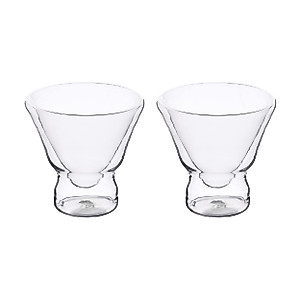 MasterPRO - Mixology Glassware - Double Walled Insulated Glassware - Durable Borosilicate Glass Sets for Home and Kitchen - Set of 2 Martini Glasses - 7.7 ounces