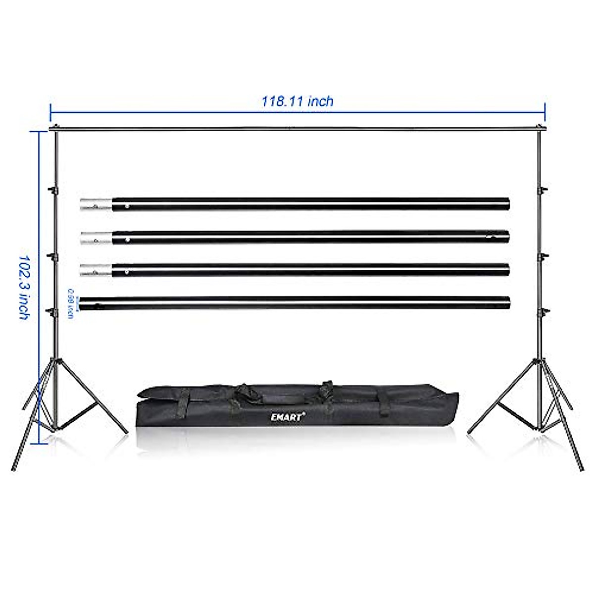 EMART Photo Video Studio Backdrop Stand Kit, 8.5x10ft Adjustable Photography Green Screen Support System with 3 Muslin Backgrounds for Photoshoot (Black White Green)
