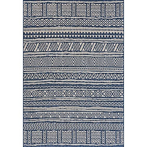 nuLOOM Abbey Tribal Striped Indoor/Outdoor Area Rug, 5' x 8', Blue