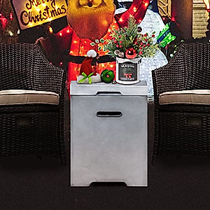 LIMOR Concrete Propane Tank Cover Table with Side Handles, 16" Square Gas Tank Cover Hideaway for 20 lb Propane Tank, Grey Propane Tank Storage Box with Tank Holder for Gas Fire Pits