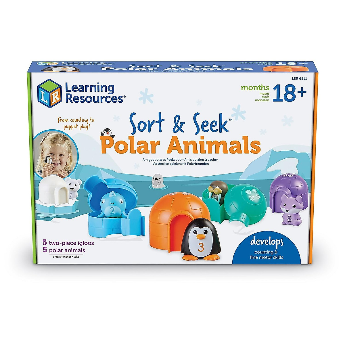 Learning Resources Sort & Seek Polar Animals, Toddler Activities, Educational Toy Set Color, Teaching Toys, 15 Pieces, Age 18 Months+ Gifts for Boys and Girls