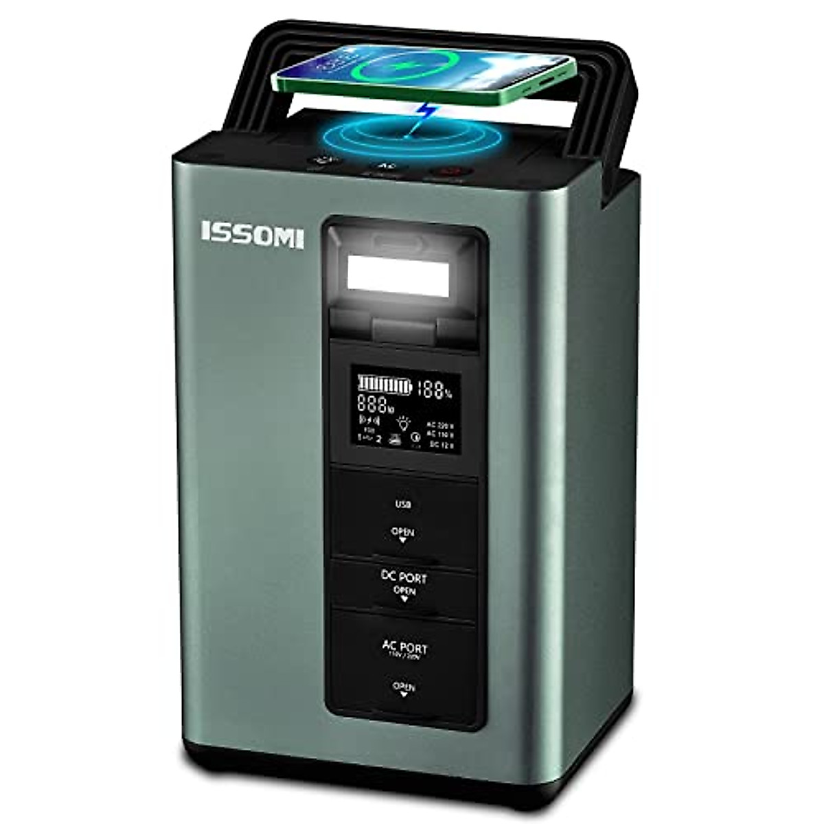 Portable Power Station - 80000mAh Large Capacity, Noiseless,110V/220V/300W AC Port, Water/Dust/Shock Proof Wireless Charging Solar Generator (Solar Panel Not Included), Camping C.P.A.P Emergency